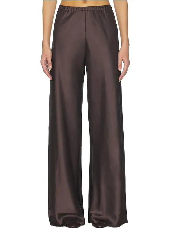 LA LIGNE Double Faced Satin Colby Pant - Chocolate