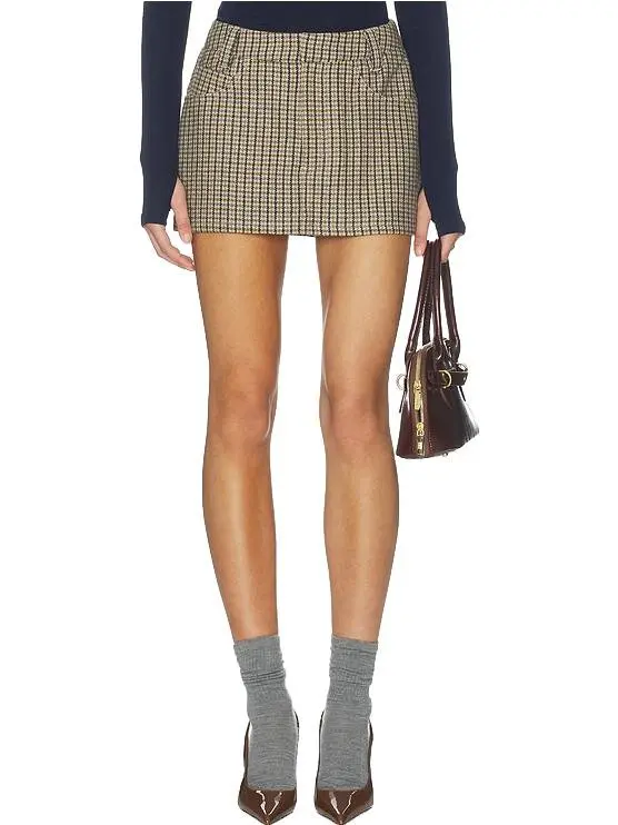 NAKEDVICE The Brooklyn Check Skirt - Brown & Blue