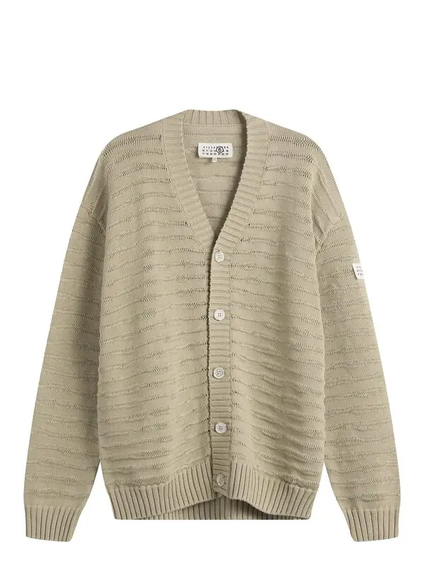 MAISON MARGIELA Cotton Ribbed Open Weave Cardigan - Dune