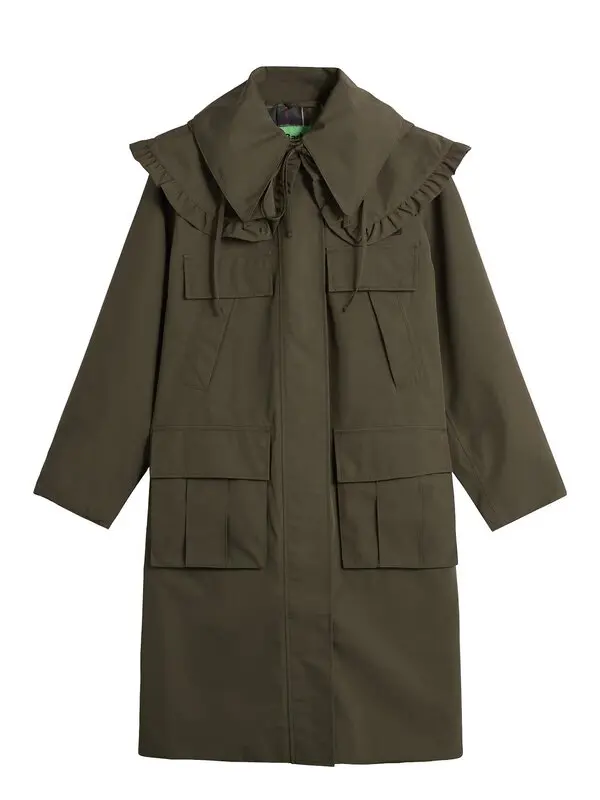 Barbour X Ganni Waterproof Parka Jacket - Olive/classic Tartan