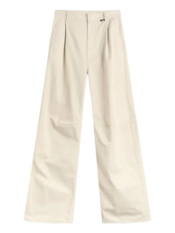 MAISON MARGIELA Pleat Front Wide Leg Trousers - Beige
