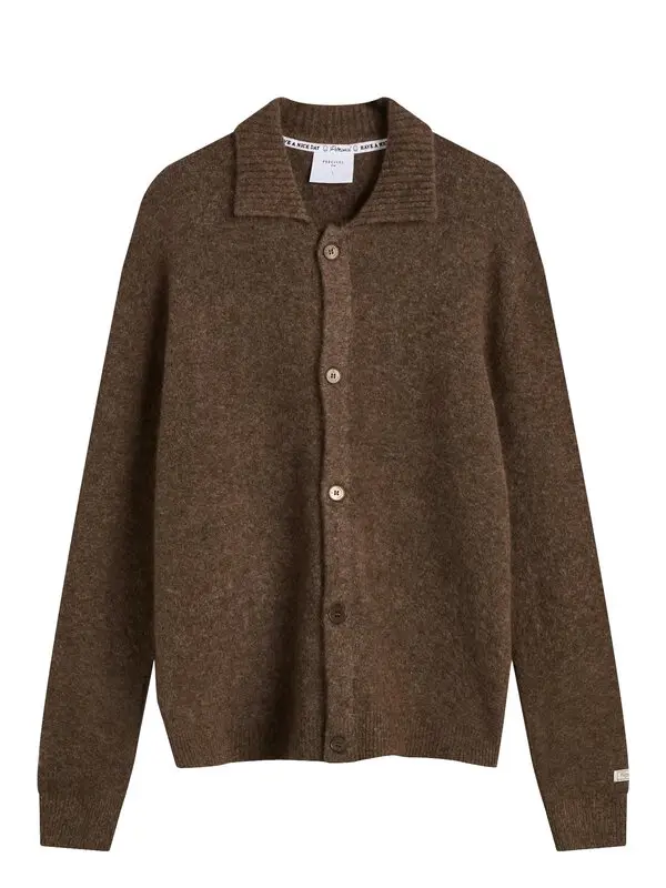 PERCIVAL Archive Soft Knitted Collared Cardigan - Espresso