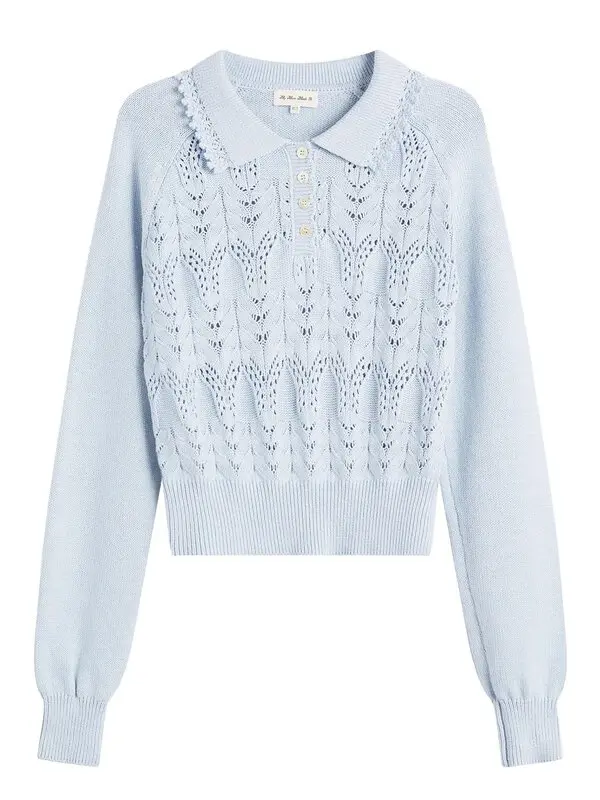 MY MUM MADE IT Buttoned Lace Knit Pullover - Bluewish