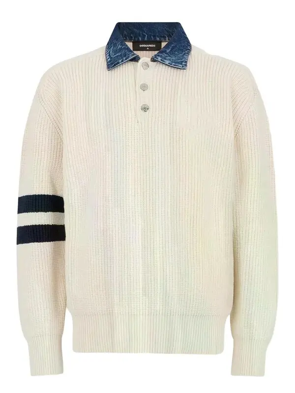 Dsquared2 Ribbed-knit Polo Shirt - Neutrals