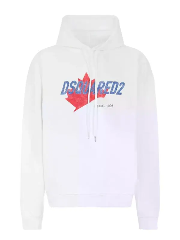 Dsquared2 Maple Leaf Graphic Hoodie - White