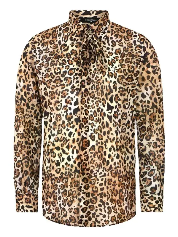 Dsquared2 Tie Leopard-print Shirt - Brown