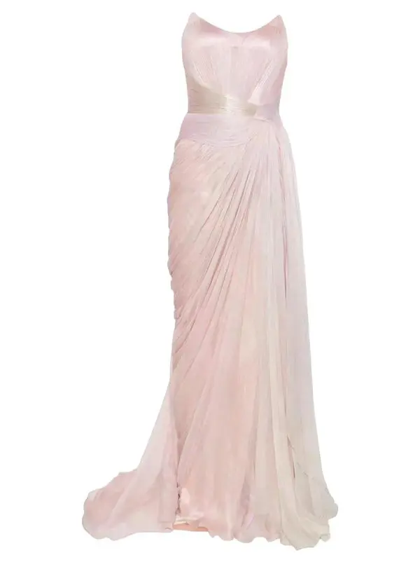 IRIS SERBAN Draped Metallic Maxi Dress - Pink