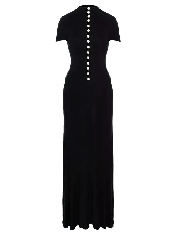 MANURI Mia Pearl-embellished Maxi Dress - Black