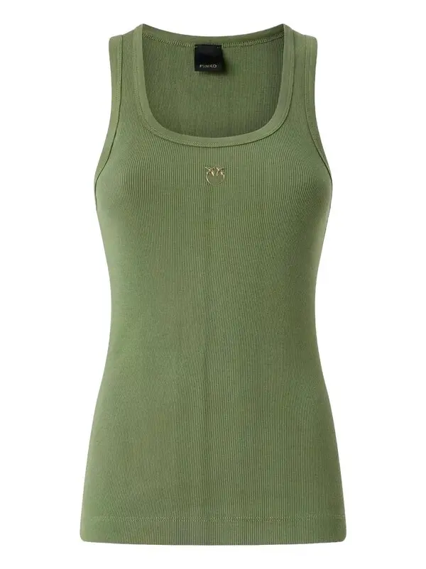 Pinko Ribbed Knit Sleeveless Top - Green