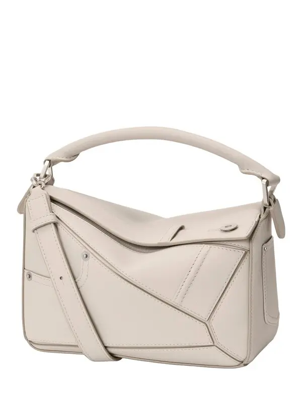 Loewe Small Leather Puzzle Panta Top-handle Bag - White
