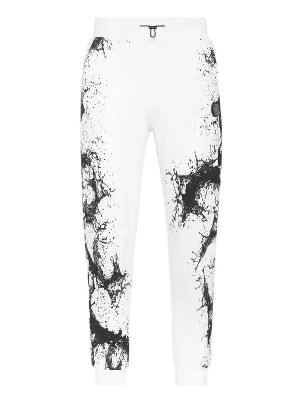 PLEIN SPORT Splash-print Jogger Trousers - White