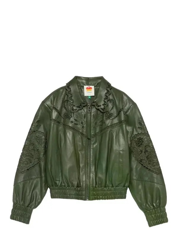 Farm Rio Richelieu Heart Embroidered Jacket - Green