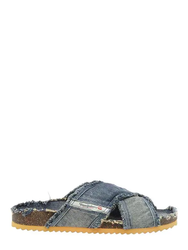 Diesel D-woodstock Cross Frayed Sandals - Blue