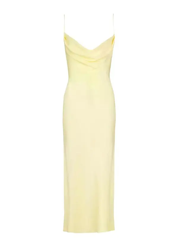 Balmain Cowl-neck Satin Dress - Yellow