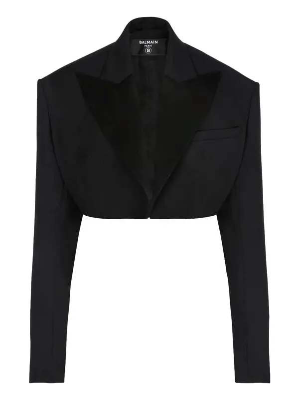 Balmain Grain-de-poudre Buttoned Jacket - Black