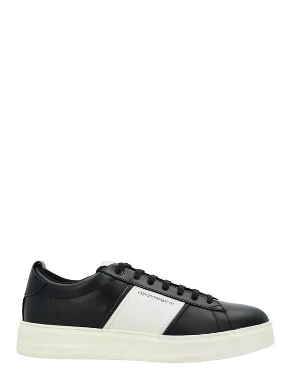 Emporio Armani Panelled Lace-up Sneakers - Black