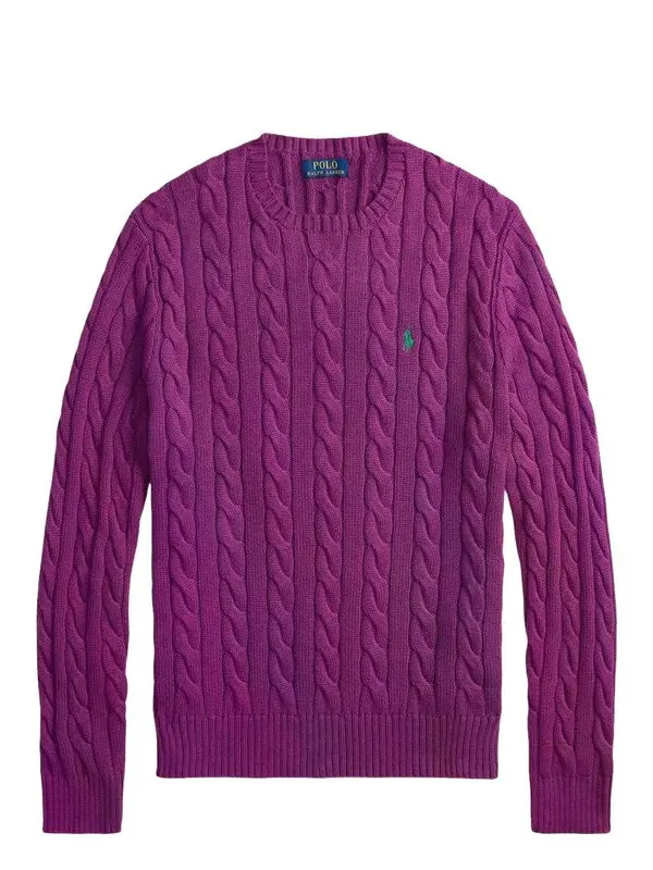 Polo Ralph Lauren Cable-knit Embroidered Sweater - Purple