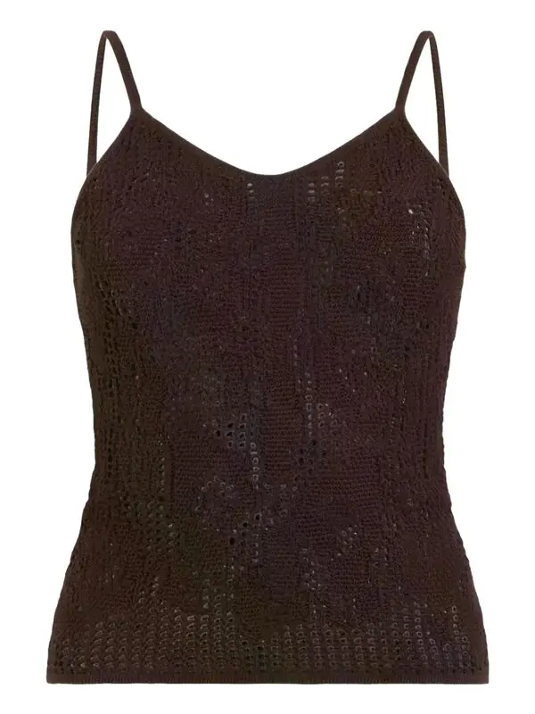Roberto Cavalli Crochet Spaghetti-strap Top - Brown