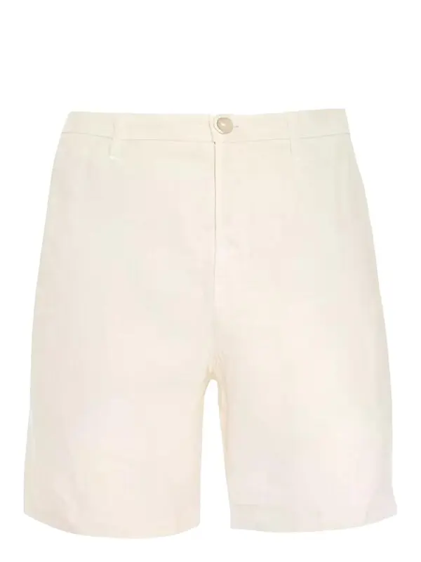120% Lino Button-fastening Bermuda Shorts - Neutrals
