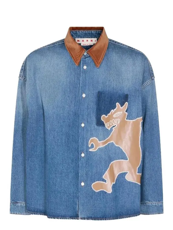 Marni Wolf Patch Shirt Deep - Blue