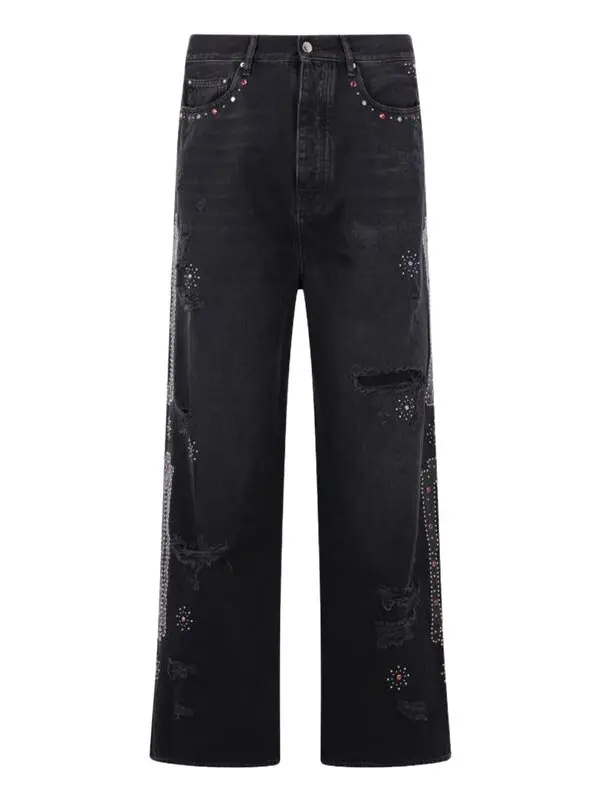 Amiri Bones Studded Baggy Jeans - Black