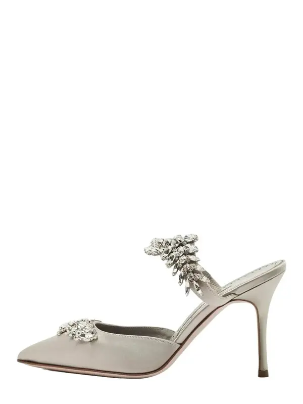 Manolo Blahnik Lurum Heeled Mules - Grey