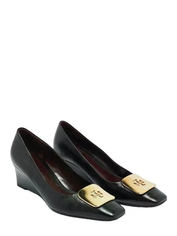 Tory Burch Georgia Leather Wedge Pumps - Black