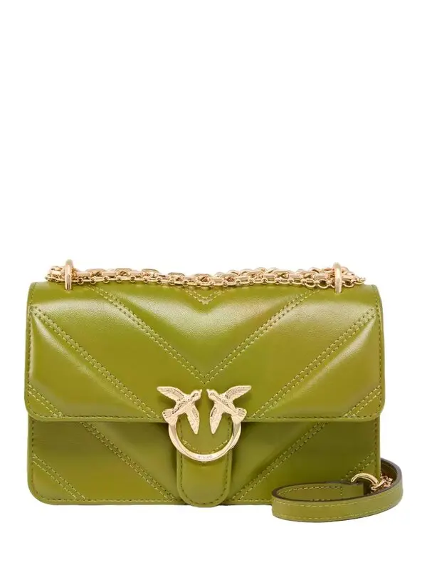 Pinko Chevron-quilted Leather Crossbody Bag - Green