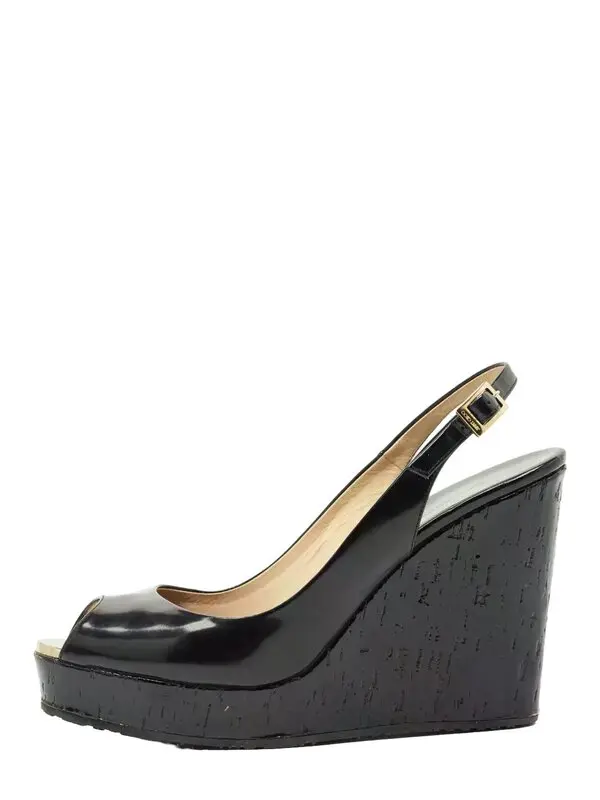JIMMY CHOO Platform Slingback Wedge Sandals - Black