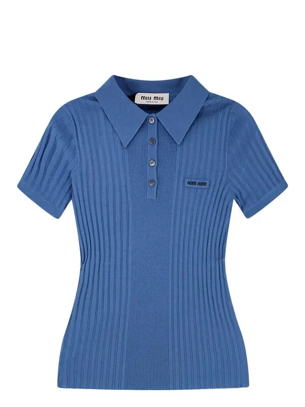 Miu Miu Virgin Wool Polo Shirt - Blue
