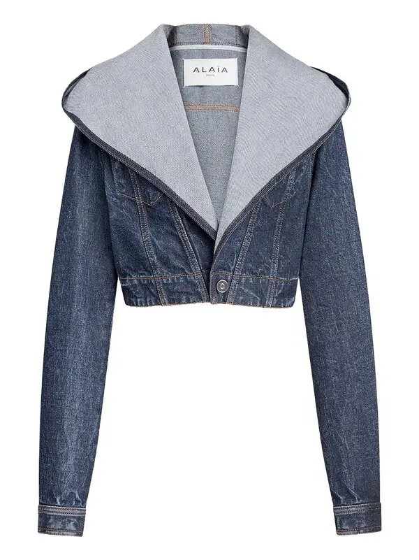 Alaïa Hooded Denim Jacket - Blue