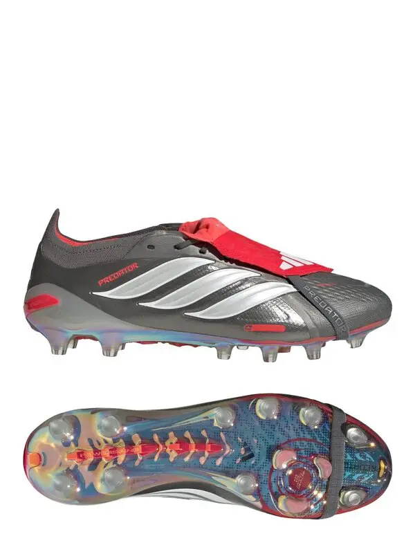 Adidas Predator Elite Fold-over Tongue Artificial Ground Soccer Boots - Iron Metallic / Cloud White / Lucid Red