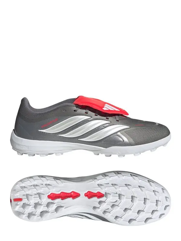 Adidas Predator League Fold-over Tongue Turf Soccer Shoes - Iron Metallic / Zero Metalic / Lucid Red