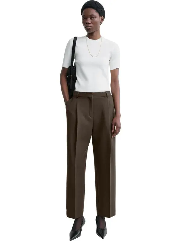 TOTEME Pleated Straight Trousers - Bark