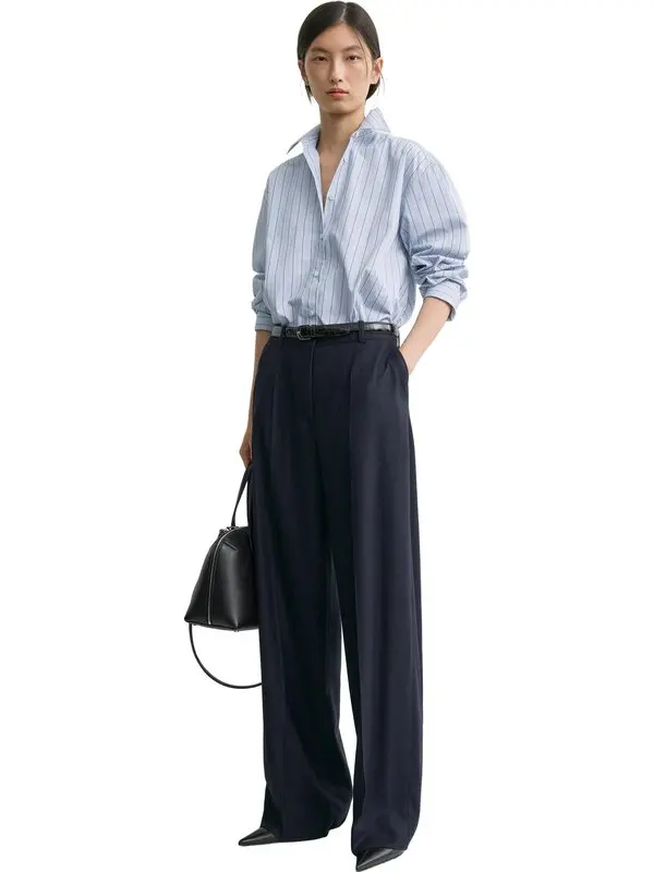 TOTEME Wide Flannel Trousers - Navy