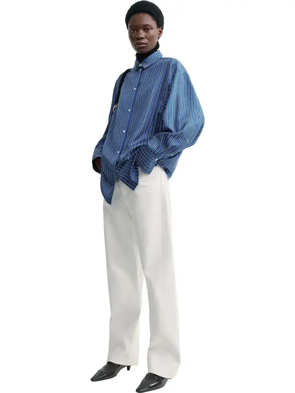 TOTEME Striped Silk Shirt - Blue