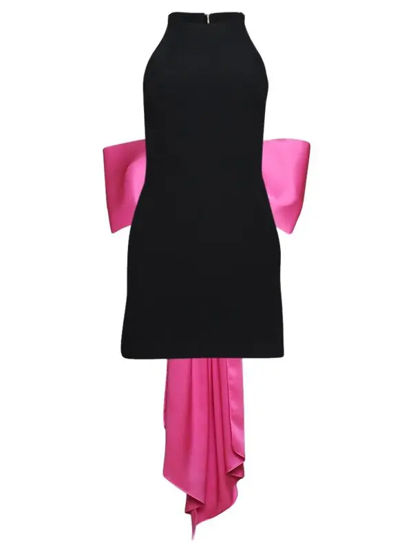 David Koma Mini Dress With Bow Detail - Black