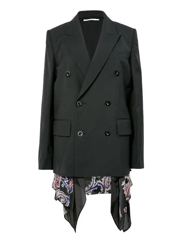 Sacai Suiting X Paisley Print Jacket - Black