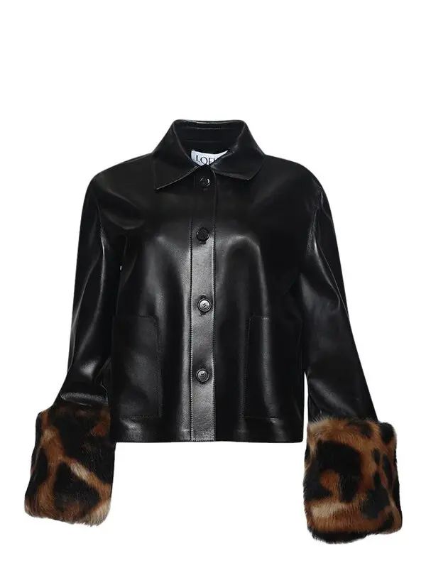 Loewe Nappa Leather Turn-up Jacket - Black