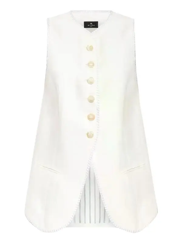 Etro Button-fastening Waistcoat With Crochet Trim - White