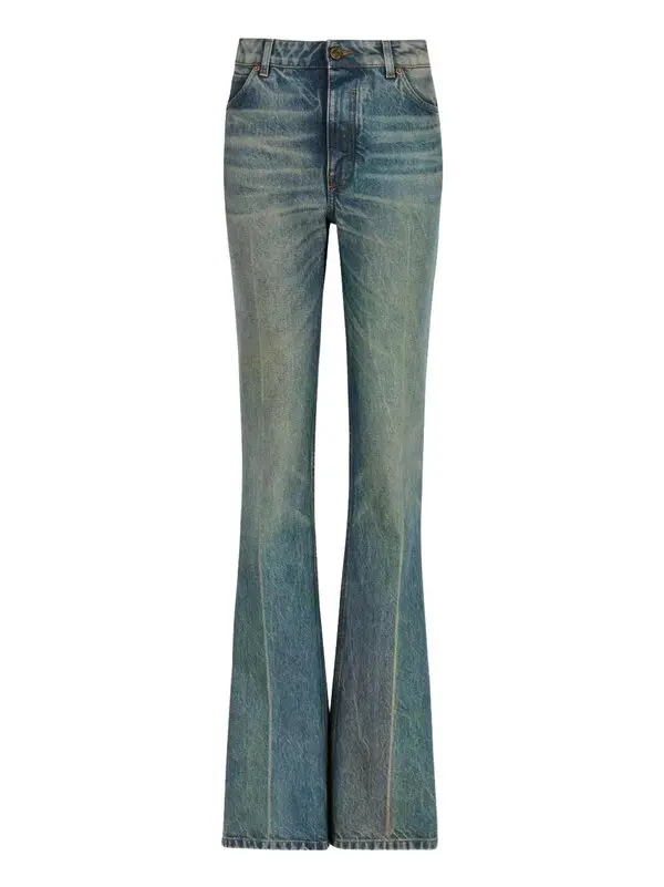 Balmain Faded Flared Straight-leg Jeans - Blue