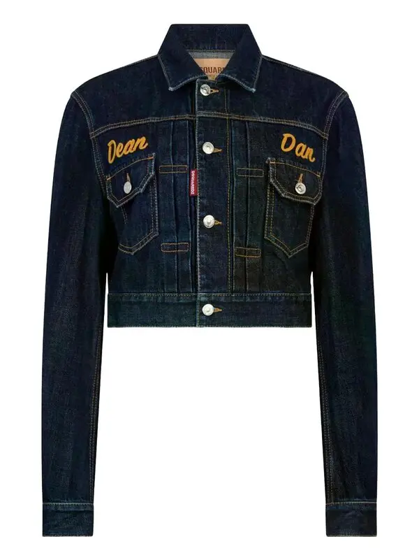 Dsquared2 Cropped Denim Jacket With Embroidered Detailing - Blue