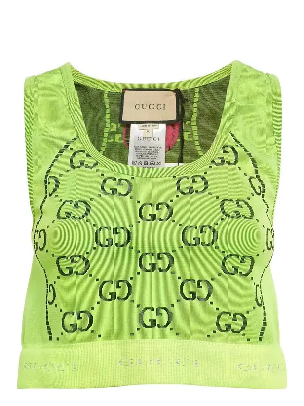 Gucci Jacquard Weave Crop Top - Green