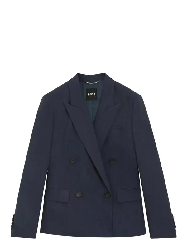BOSS Double-breasted Blazer With Flap Pockets - Blue
