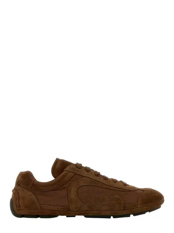 Prada Suede Panelled Sneakers - Brown