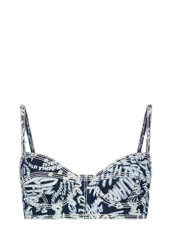 Dsquared2 Rebel Hibiscus Dark Flower Bra - Blue