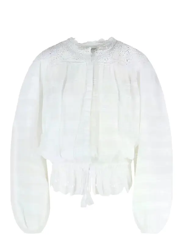 Isabel Marant Polly Lace Pleated Cotton Top - White