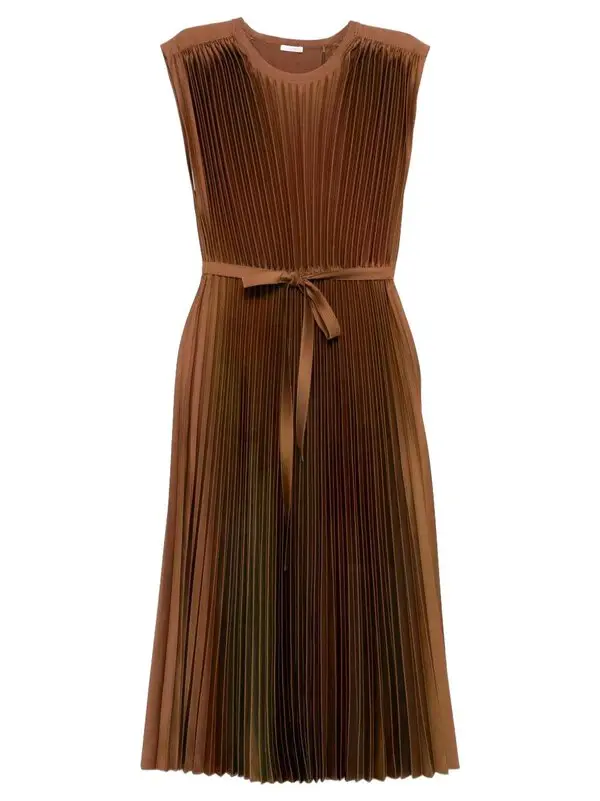 JOSEPH Volta Pleated Midi Dress - Brown