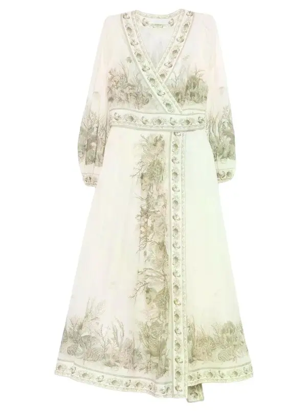 Zimmermann Floral Print V-neck Dress - Neutrals