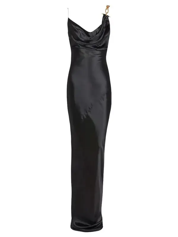 Balmain Chain-detail Satin Dress - Black